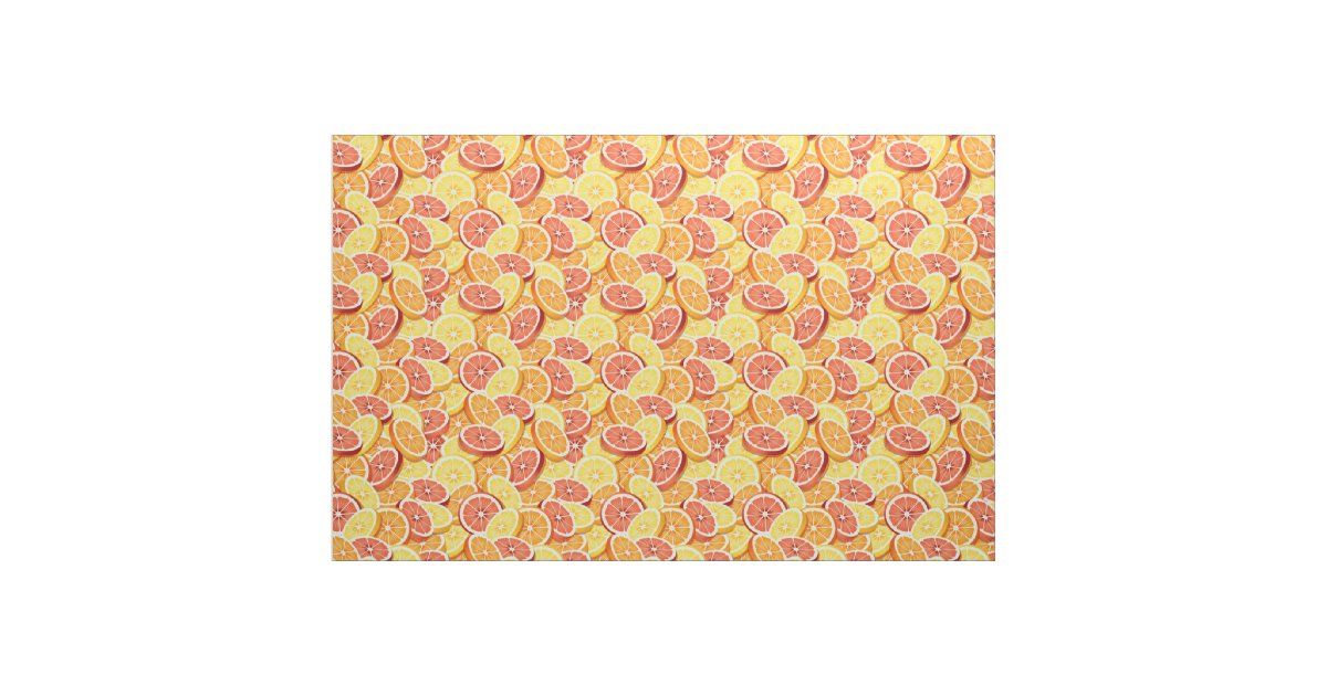 Colorful sliced citrus fruits pattern fabric | Zazzle