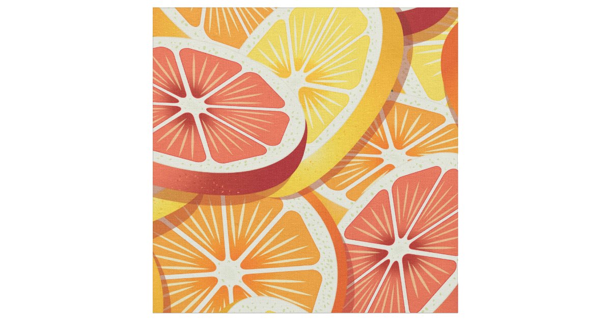 Colorful sliced citrus fruits pattern fabric | Zazzle