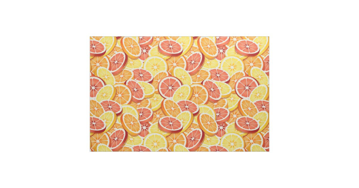 Colorful sliced citrus fruits pattern fabric | Zazzle