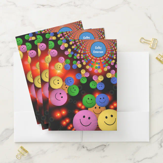 Colorful Smile Faces & Cute Happy Smiles Bubbles Pocket Folder | Zazzle