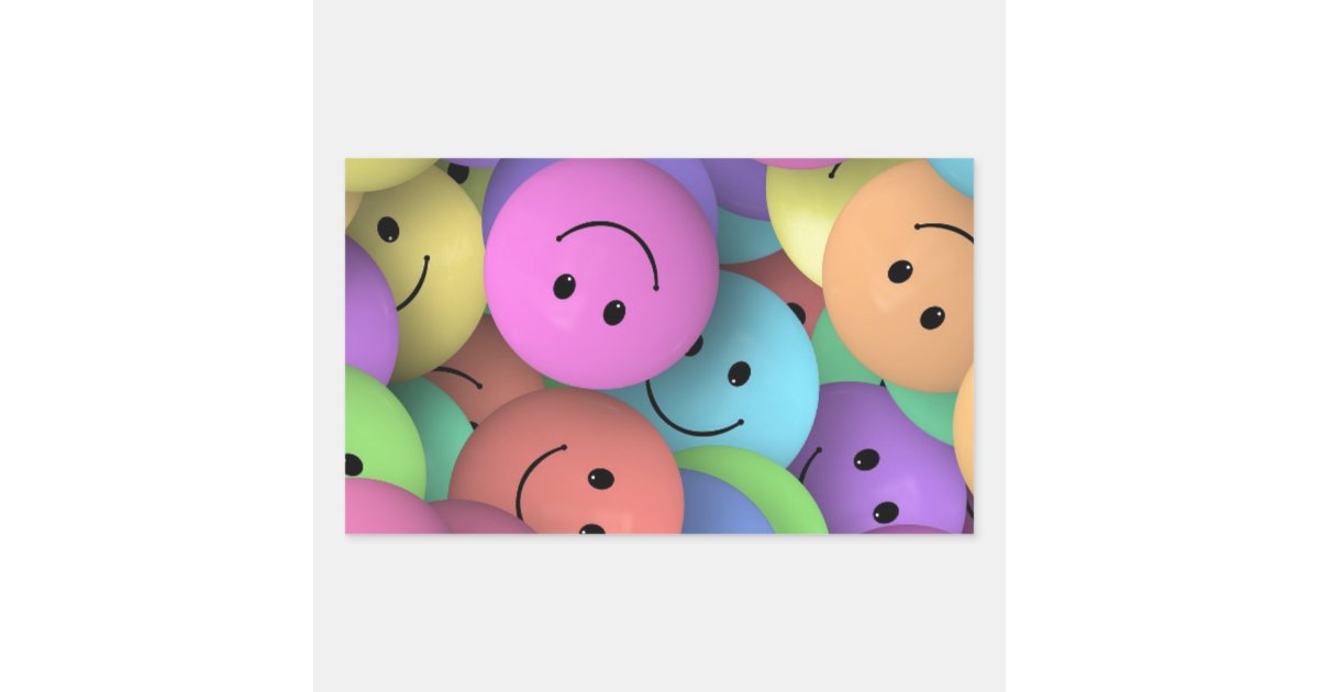 Colorful Smile Faces Rectangular Sticker | Zazzle