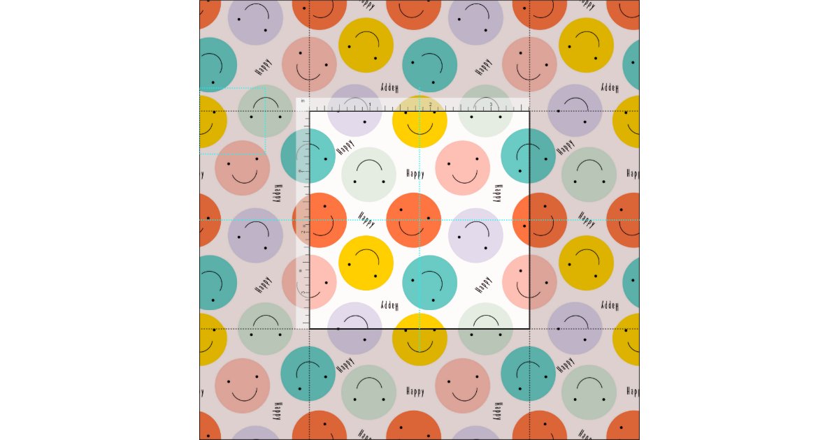 Colorful Smiling Happy Face Pattern Fabric | Zazzle