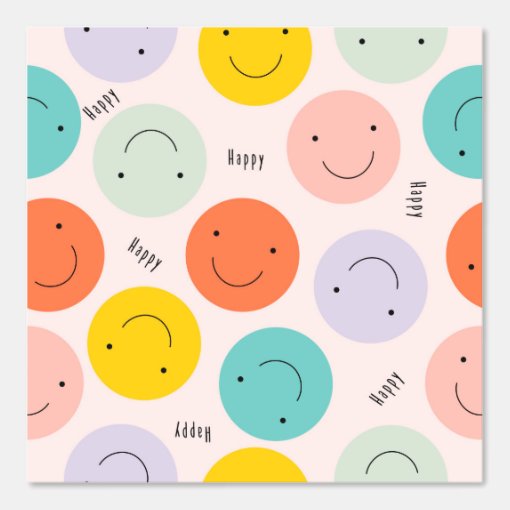 Colorful Smiling Happy Face Pattern Wallpaper | Zazzle