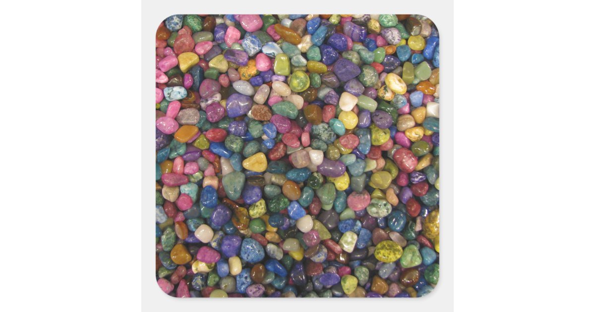 Colorful Smooth Shiny Rocks and Pebbles Square Sticker | Zazzle