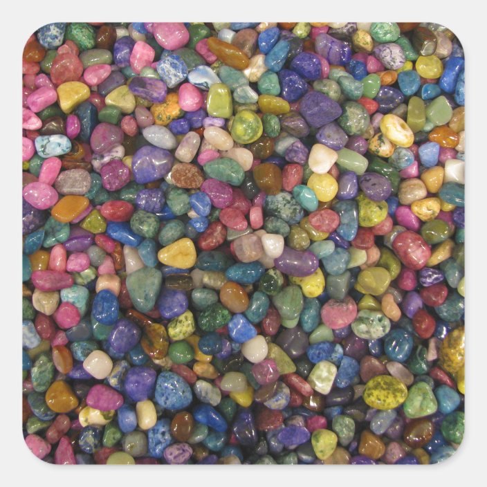 Colorful Smooth Shiny Rocks and Pebbles Square Sticker | Zazzle.com