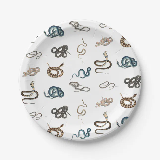 Colorful Snakes Reptile Animal Pattern Paper Plates | Zazzle