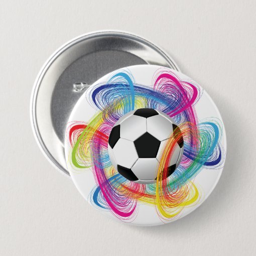 Colorful Soccer Ball Button | Zazzle
