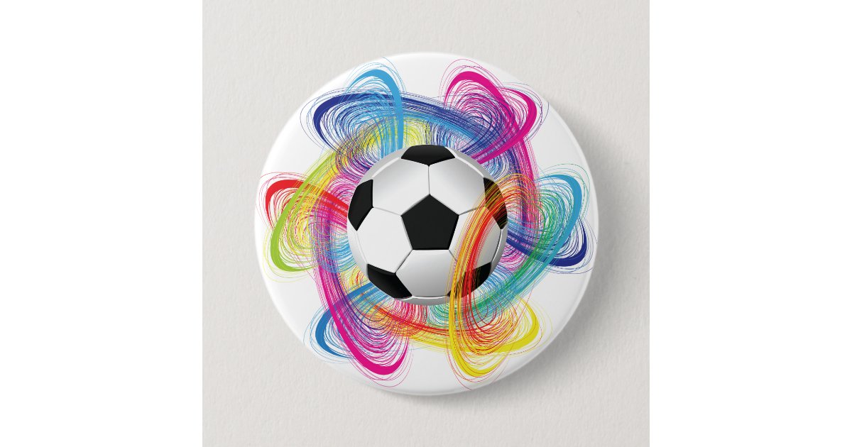 Colorful Soccer Ball Button | Zazzle