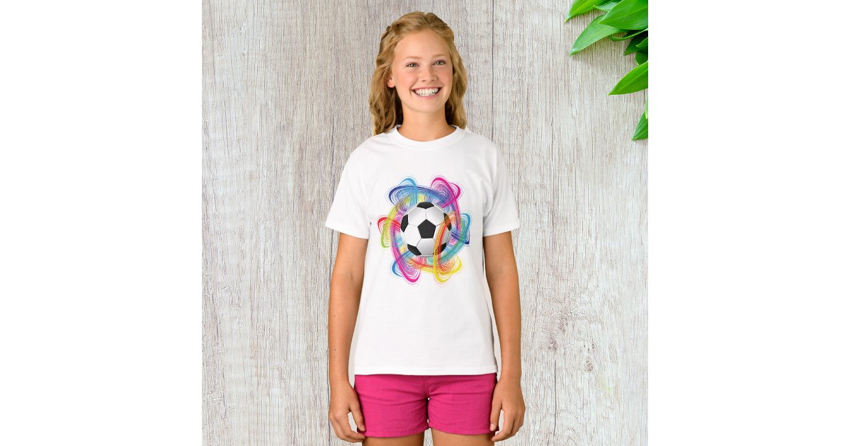 Colorful Soccer Ball Girls T-Shirt | Zazzle