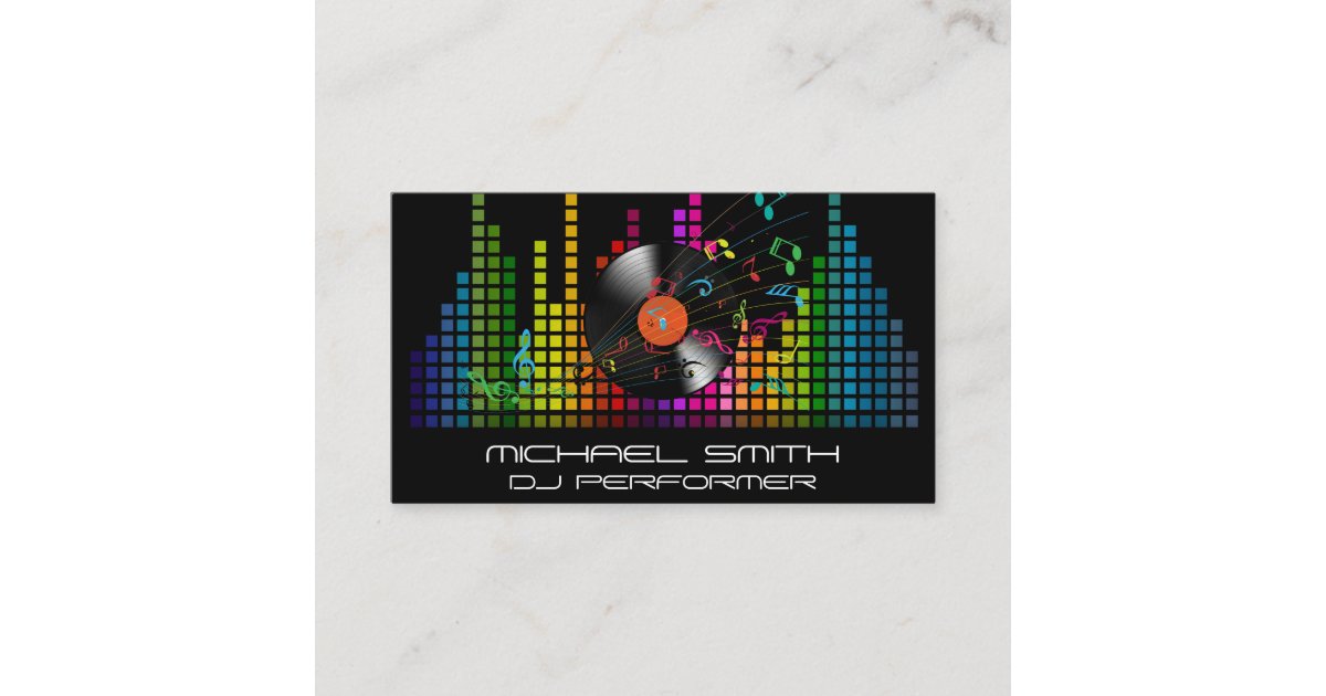 Colorful Sound Bar Equalizer | Music Notes Business Card | Zazzle