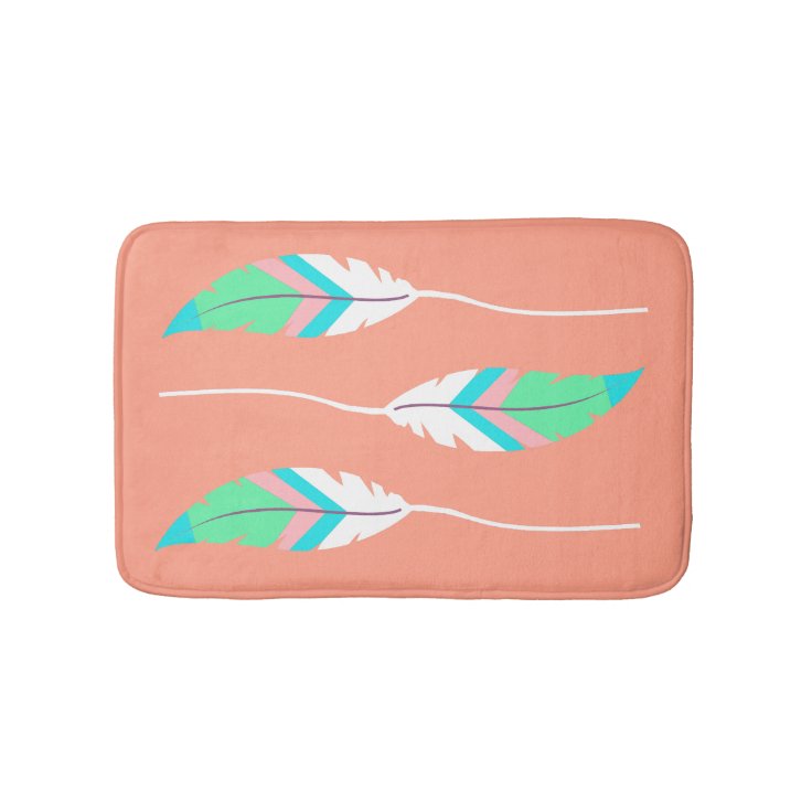 Colorful Southwestern Feathers Bath Mat | Zazzle