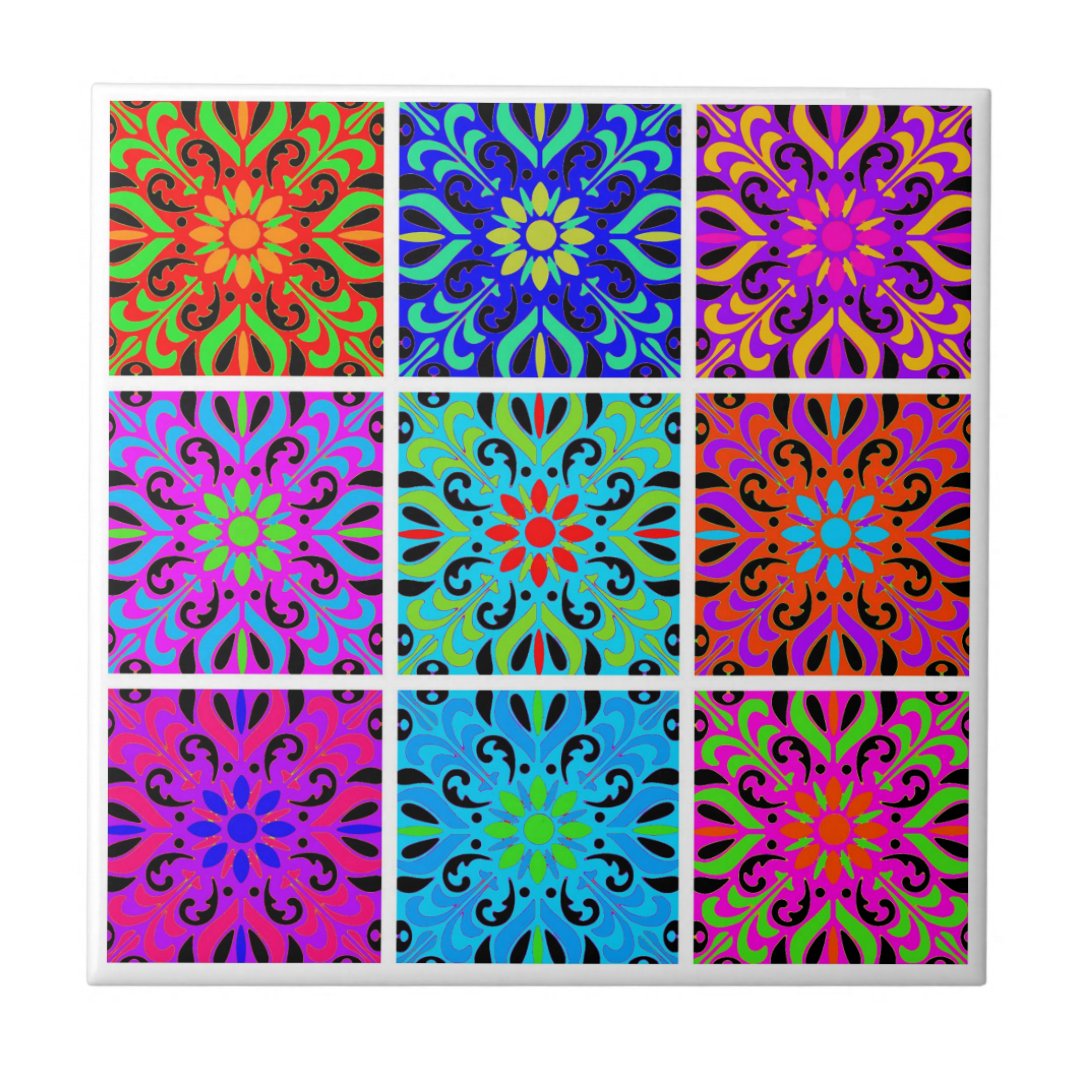 Colorful Spanish Moroccan Modern Ceramic Tile | Zazzle
