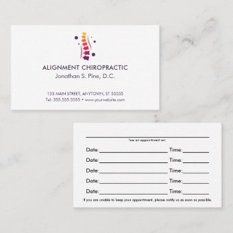 Colorful Spine Logo Chiropractic Appointment Cards | Zazzle