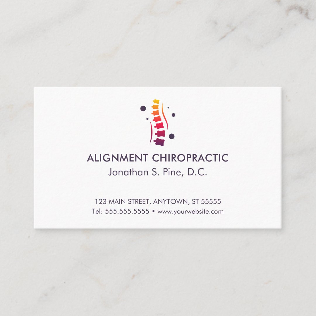 Colorful Spine Logo Chiropractic Appointment Cards | Zazzle