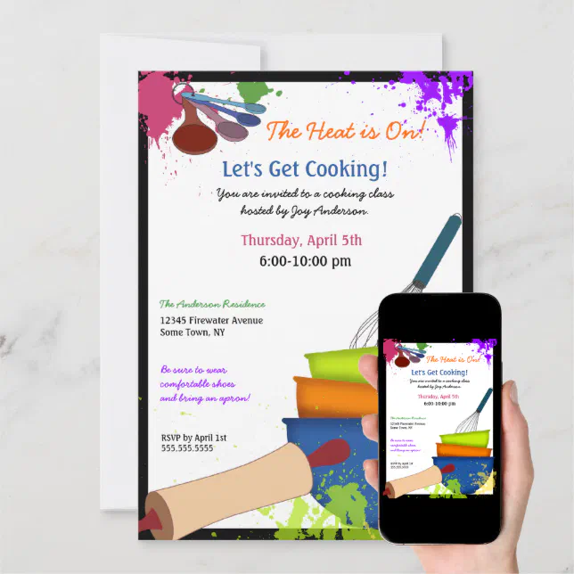 Colorful Splash Cooking Invitation | Zazzle
