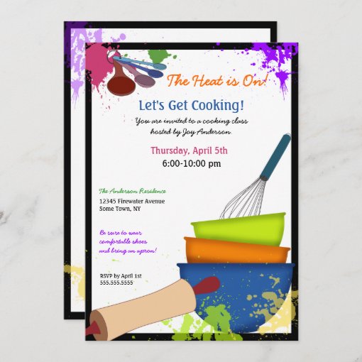Colorful Splash Cooking Invitation | Zazzle