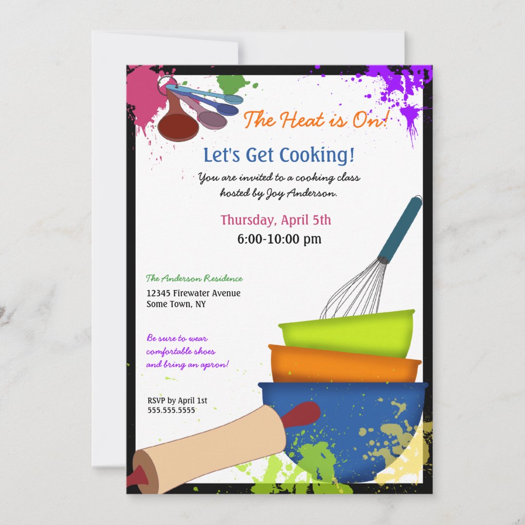 Colorful Splash Cooking Invitation | Zazzle