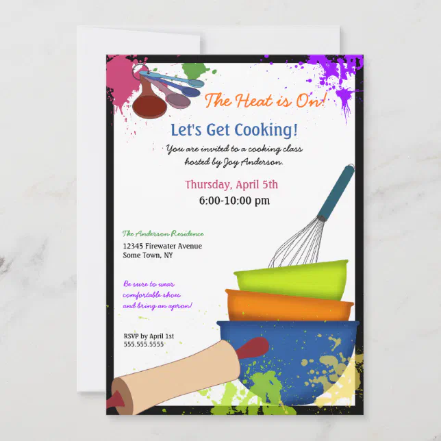 Colorful Splash Cooking Invitation | Zazzle
