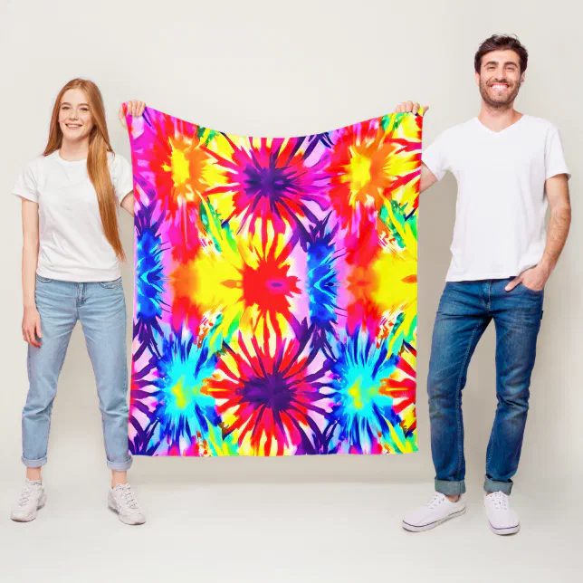 COLORFUL SPLASH DESIGN MODERN TIE-DYE FLEECE BLANKET | Zazzle