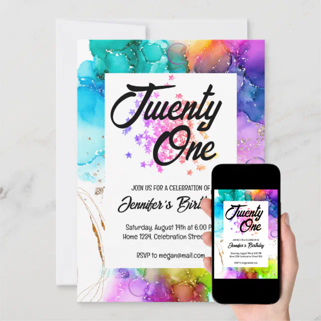 Colorful Splash Watercolor Birthday Invitation | Zazzle