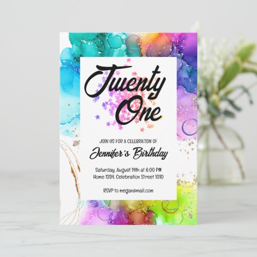 Colorful Splash Watercolor Birthday Invitation | Zazzle