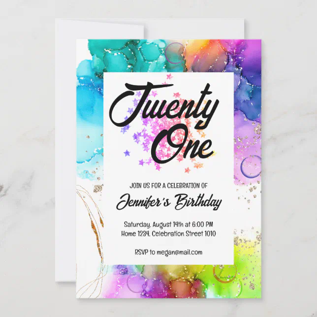 Colorful Splash Watercolor Birthday Invitation | Zazzle