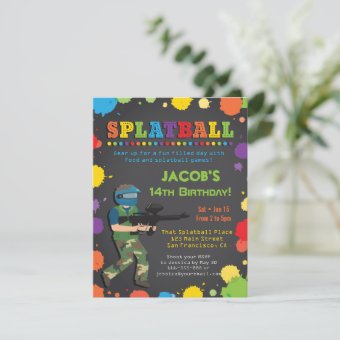 Colorful Splatball Birthday Party Invitations | Zazzle