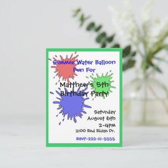 Colorful Splats Boy's Birthday Invitation | Zazzle