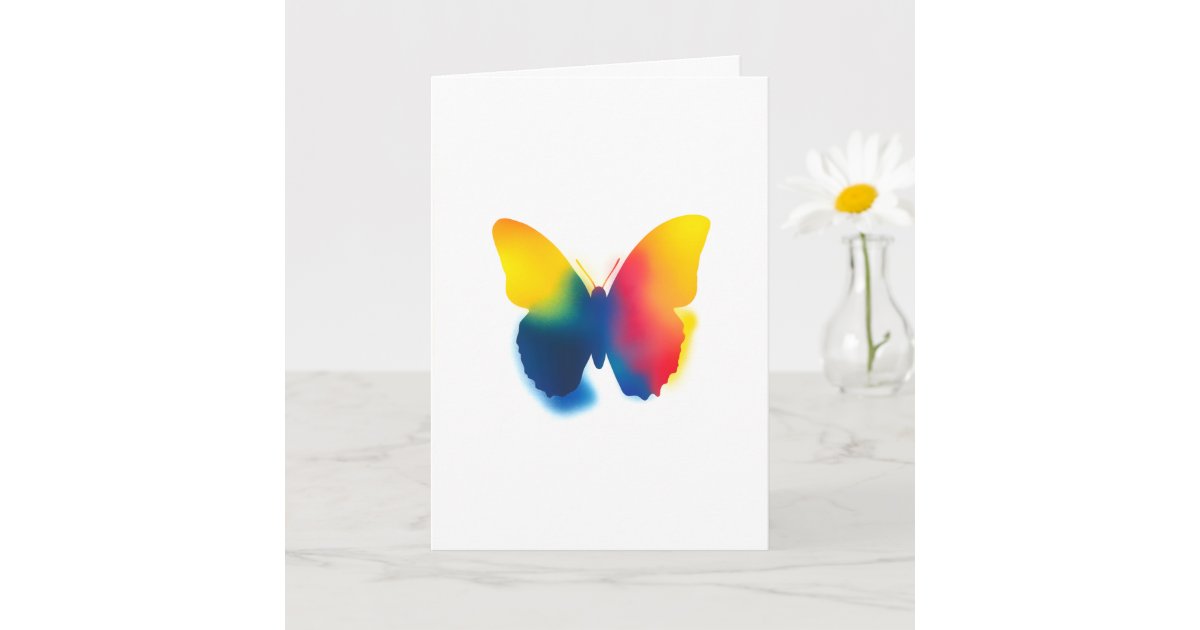 Colorful Spray Paint Butterfly Silhouette Card | Zazzle
