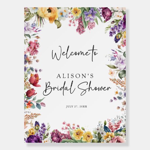 Colorful Spring Floral Bridal Shower Welcome Sign | Zazzle