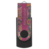Colorful Spring Floral Pattern Custom Name USB Flash Drive | Zazzle