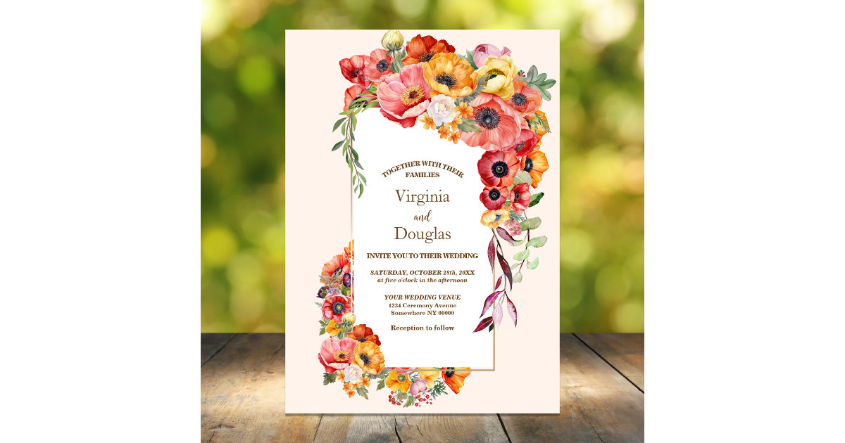 Colorful Spring Floral Wedding Invitation | Zazzle