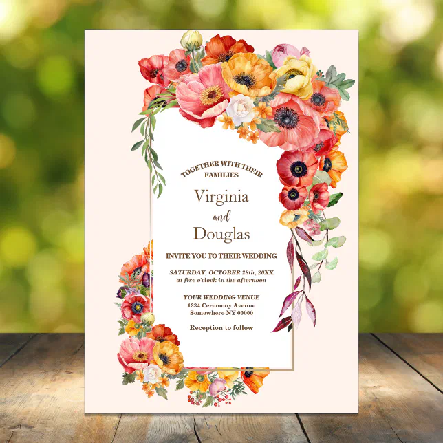 Colorful Spring Floral Wedding Invitation | Zazzle