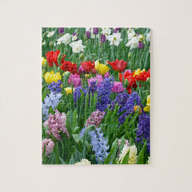 Colorful spring flower garden jigsaw puzzle | Zazzle