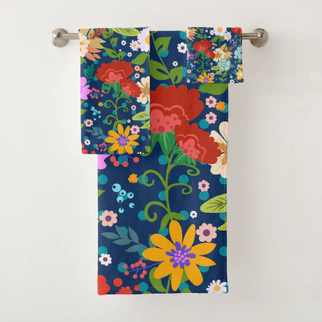 Colorful Spring Flowers Bath Towel Set | Zazzle