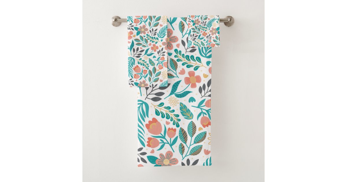 Colorful spring flowers pattern bath towel set | Zazzle