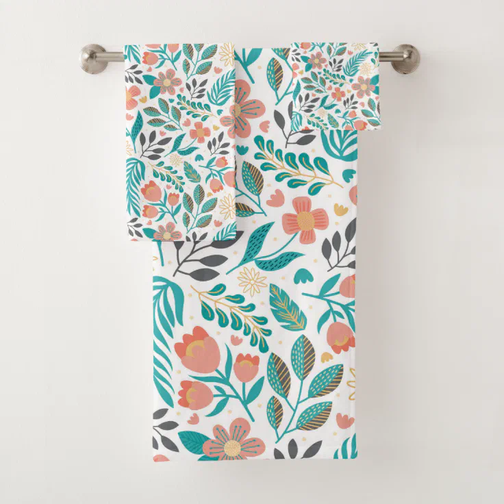 Colorful spring flowers pattern bath towel set | Zazzle