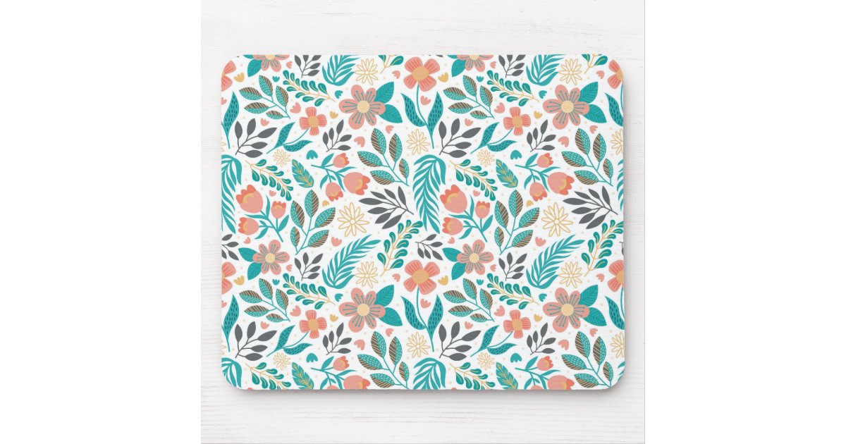 Colorful spring flowers pattern mouse pad | Zazzle