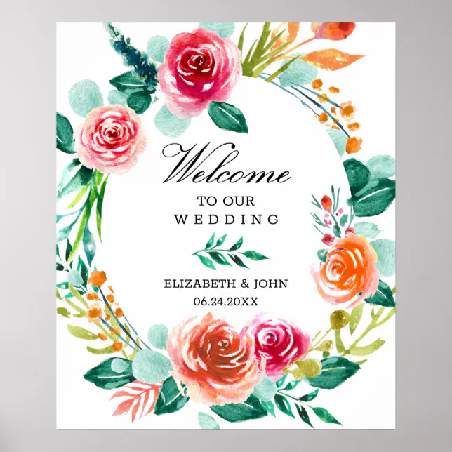 Colorful Spring Vibes Wedding Welcome Sign | Zazzle