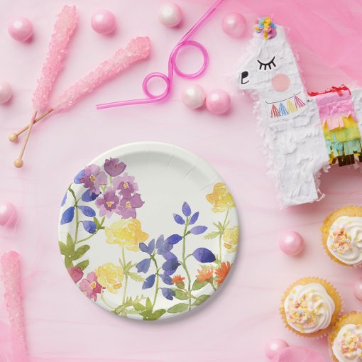 Colorful Spring Watercolour Floral Paper Plate | Zazzle