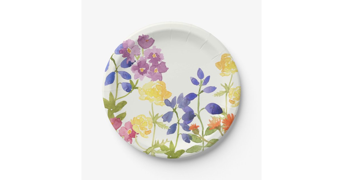 Colorful Spring Watercolour Floral Paper Plate | Zazzle