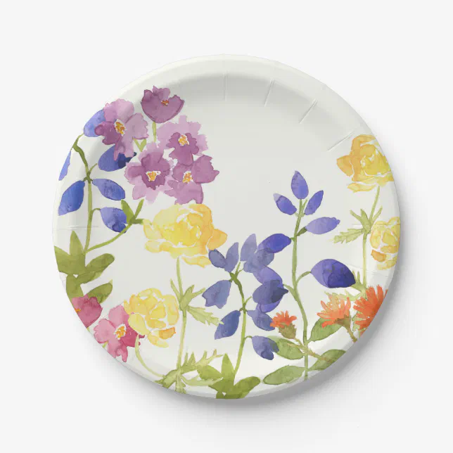 Colorful Spring Watercolour Floral Paper Plate | Zazzle