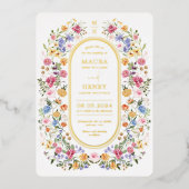 Colorful Spring Wildflower Meadow Garden Wedding Foil Invitation | Zazzle