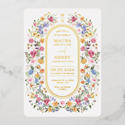 Colorful Spring Wildflower Meadow Garden Wedding Foil Invitation | Zazzle