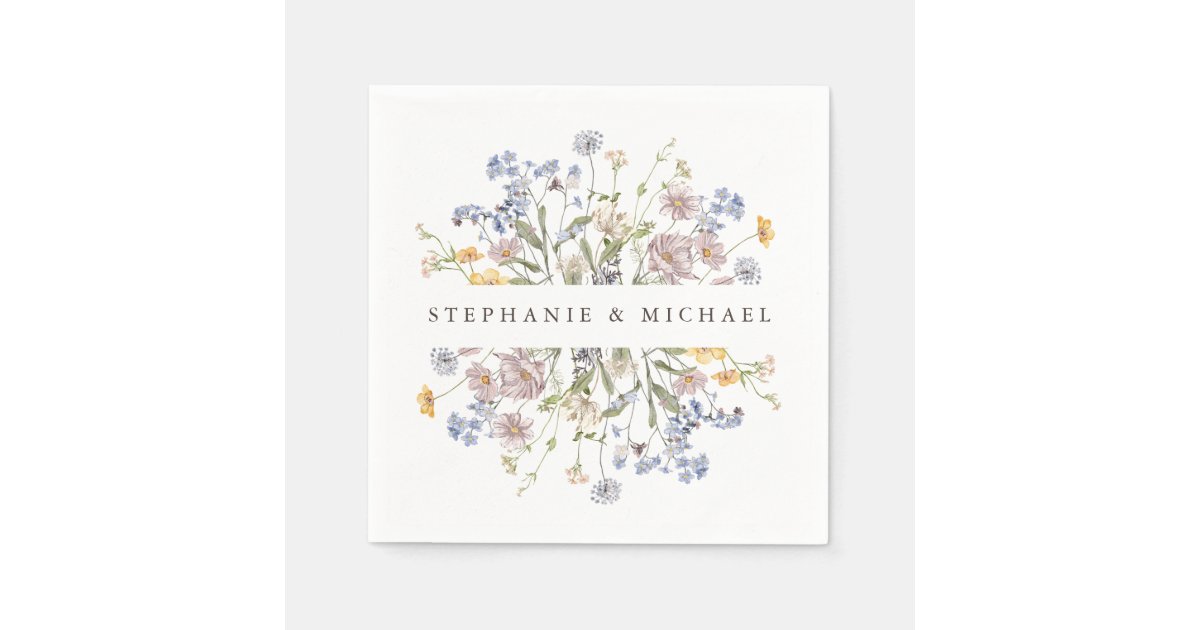 Colorful Spring Wildflower Meadow Garden Wedding Napkins | Zazzle