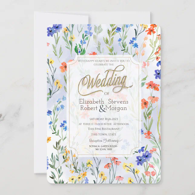 Colorful Spring Wildflower Meadow Wedding Invitation | Zazzle