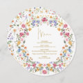 Colorful Spring Wildflower Round Charger Plate Menu | Zazzle