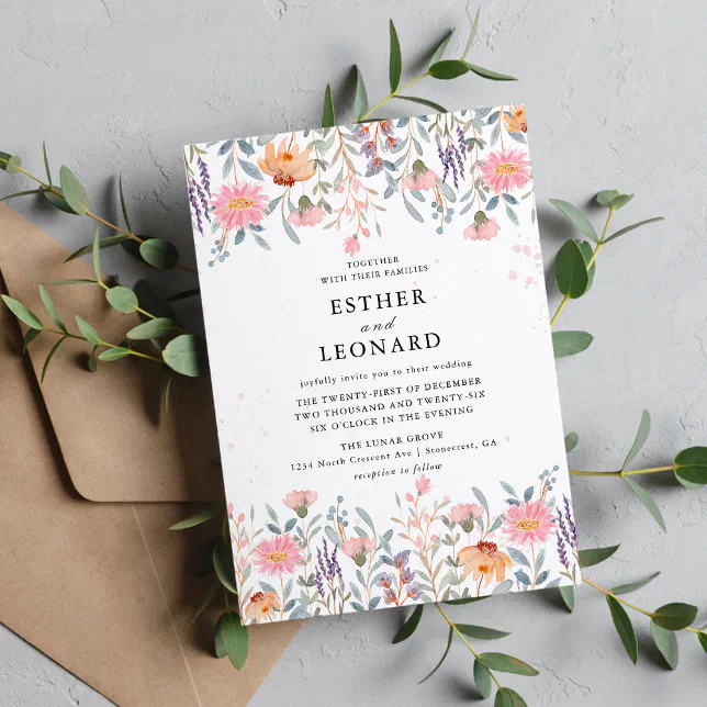 Colorful Spring Wildflower Wedding Invitation | Zazzle