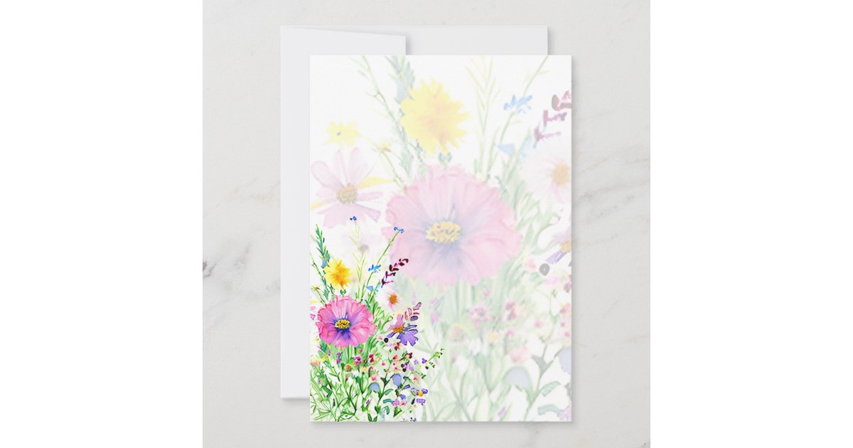 Colorful spring wildflowers blank Wedding Invitation | Zazzle