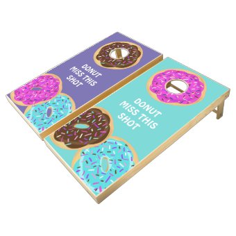 Colorful Sprinkled Donuts Illustration Cornhole Set | Zazzle